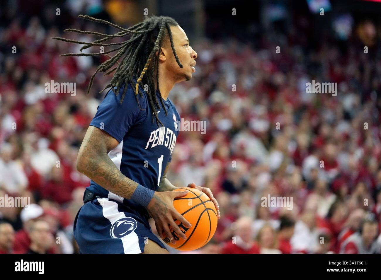 Penn State guard Ace Baldwin Jr. (1) handles the ball during the second ...