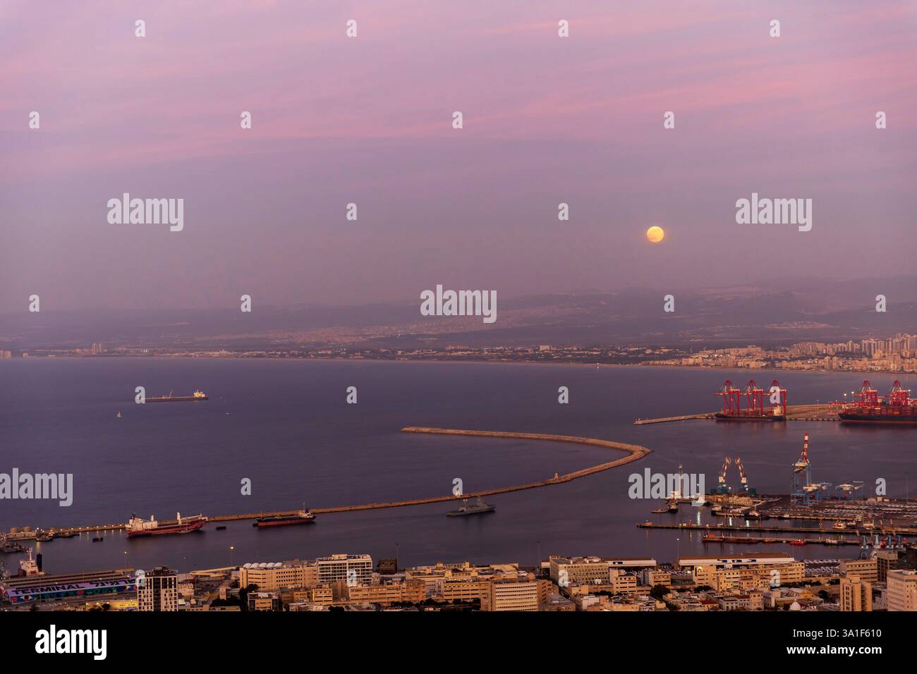 Haifa, Israel – March 7, 2025, View from Louis Promenade overlooking ...