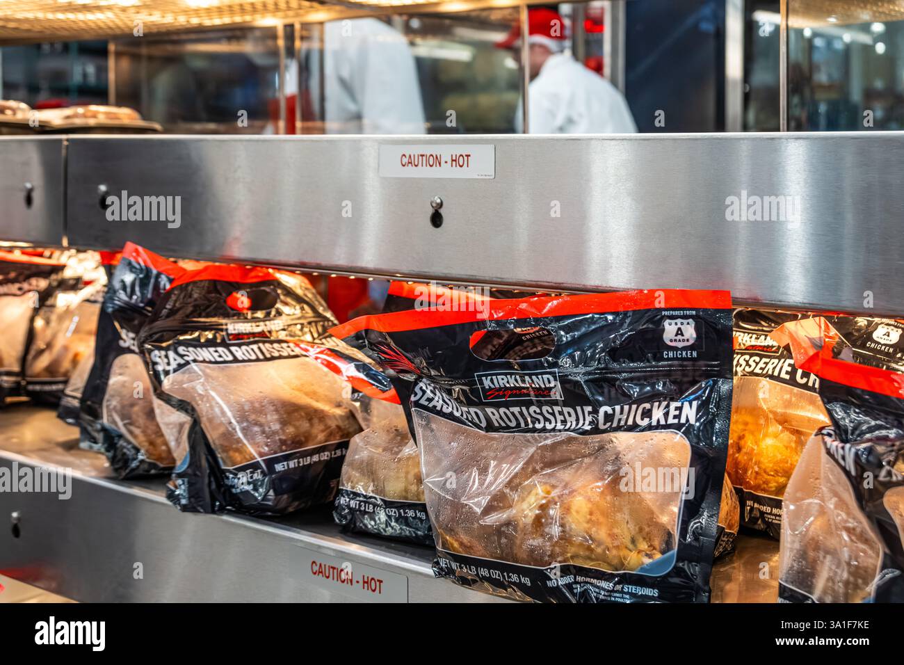 Seasoned rotisserie chickens at Costco Wholesale membership club store ...