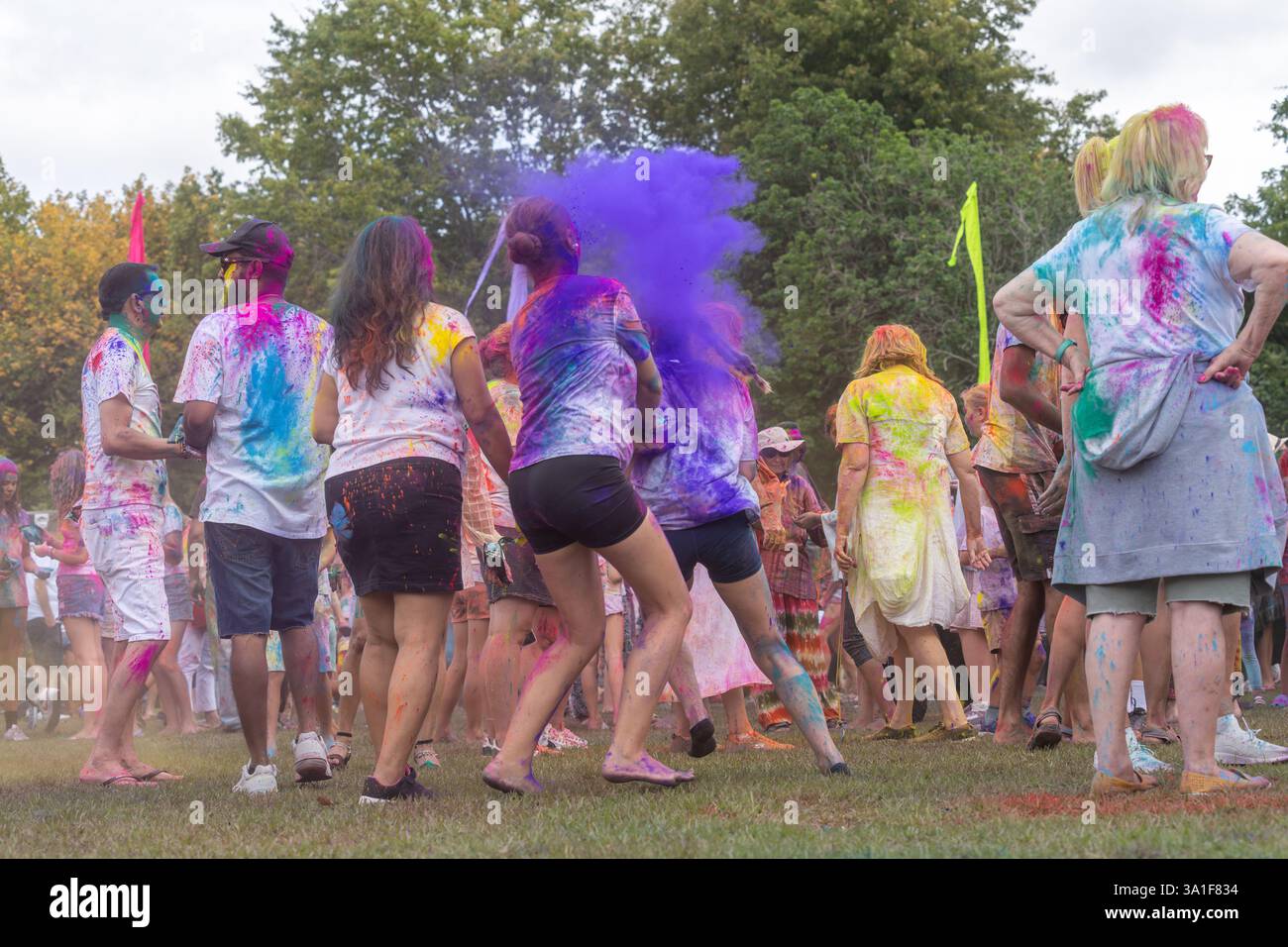 Tauranga New Zealand - March 8 2025; People cover in colours ...