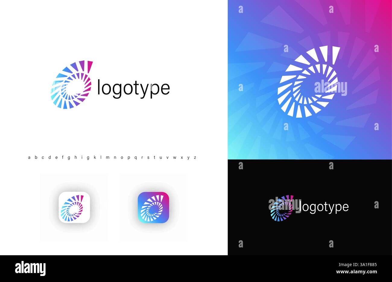 Abstract spiral logo with gradient effect, symbolizing motion ...