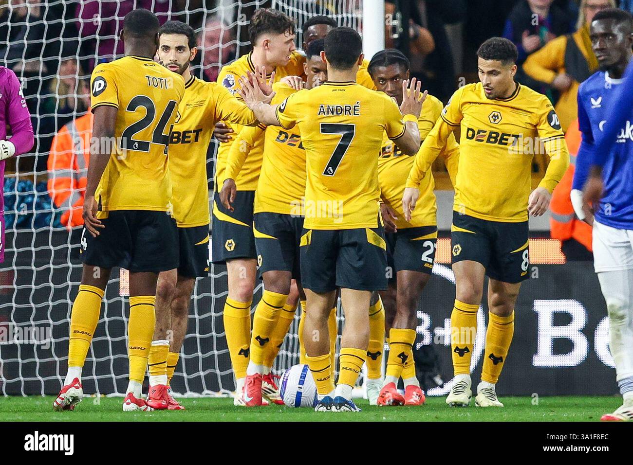 Wolverhampton Wanderers players celebrate the goal by #5, Marshall ...
