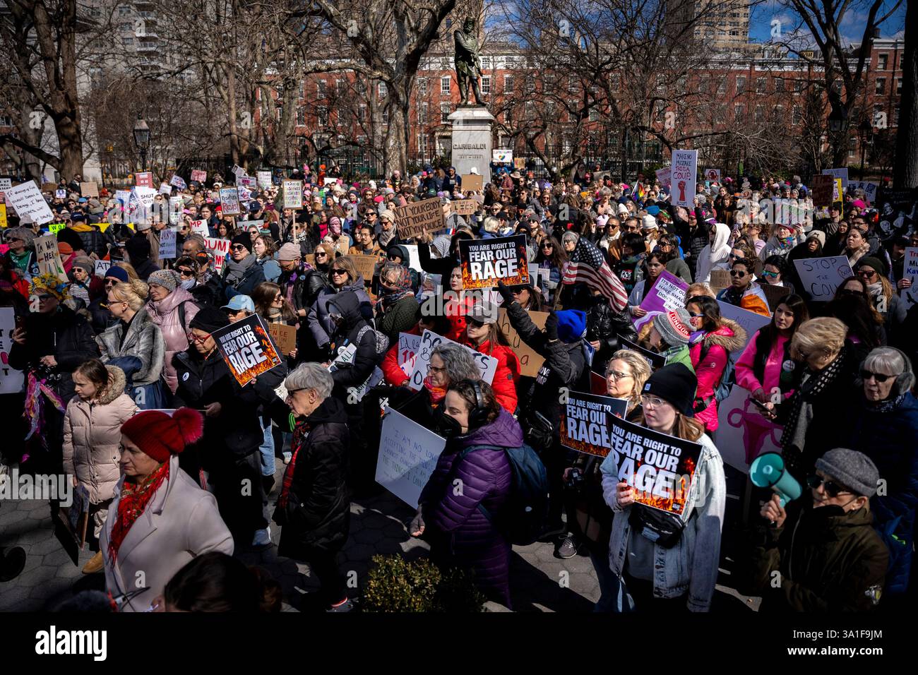 New York, United States. 08th Mar, 2025. Protestors at the Women's ...