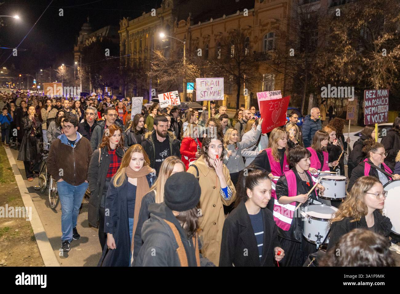 Osijek, Croatia. 08th Mar, 2025. People attend the protest on the ...