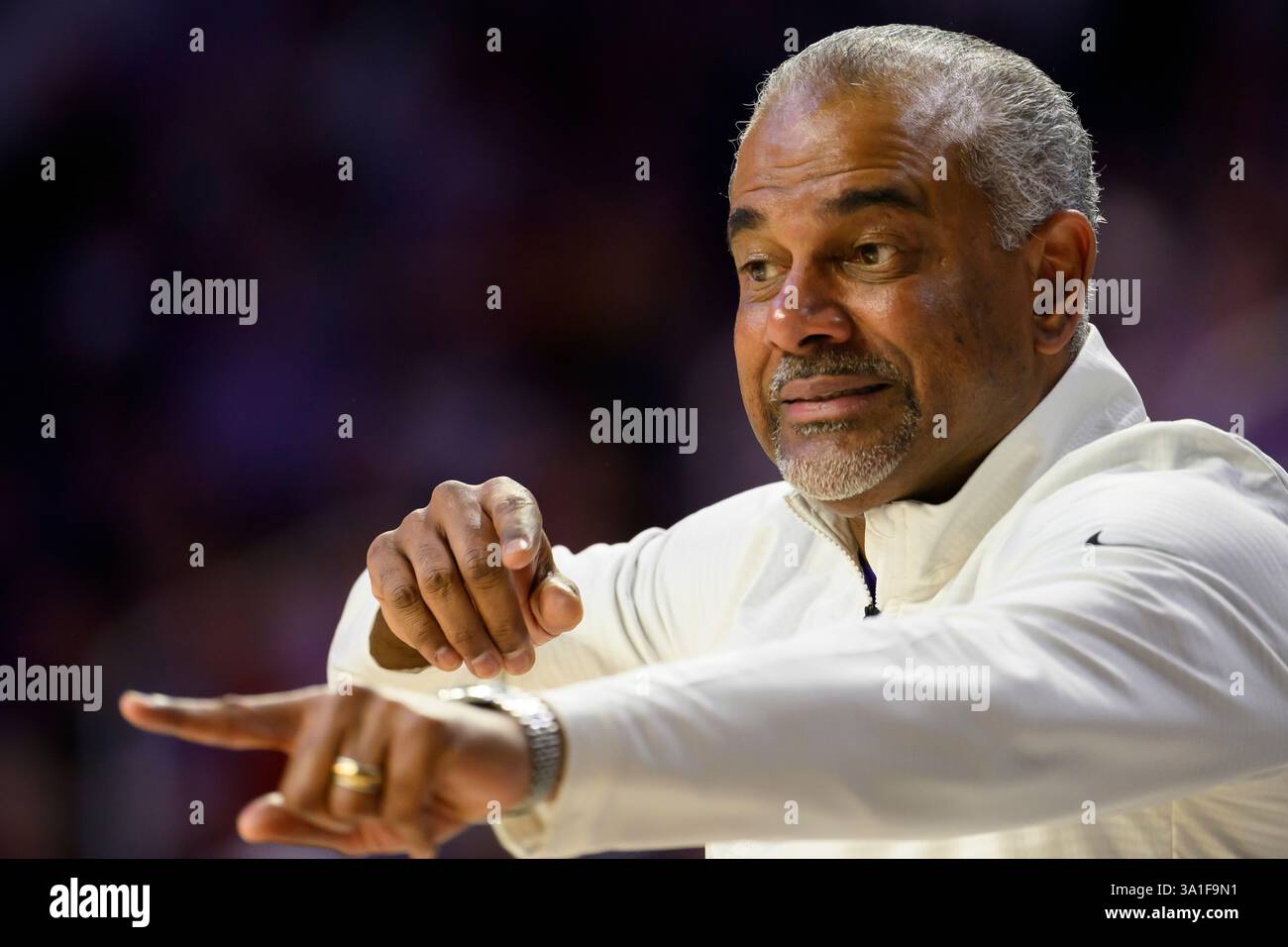 Kansas State head coach Jerome Tang directs his team during the second ...