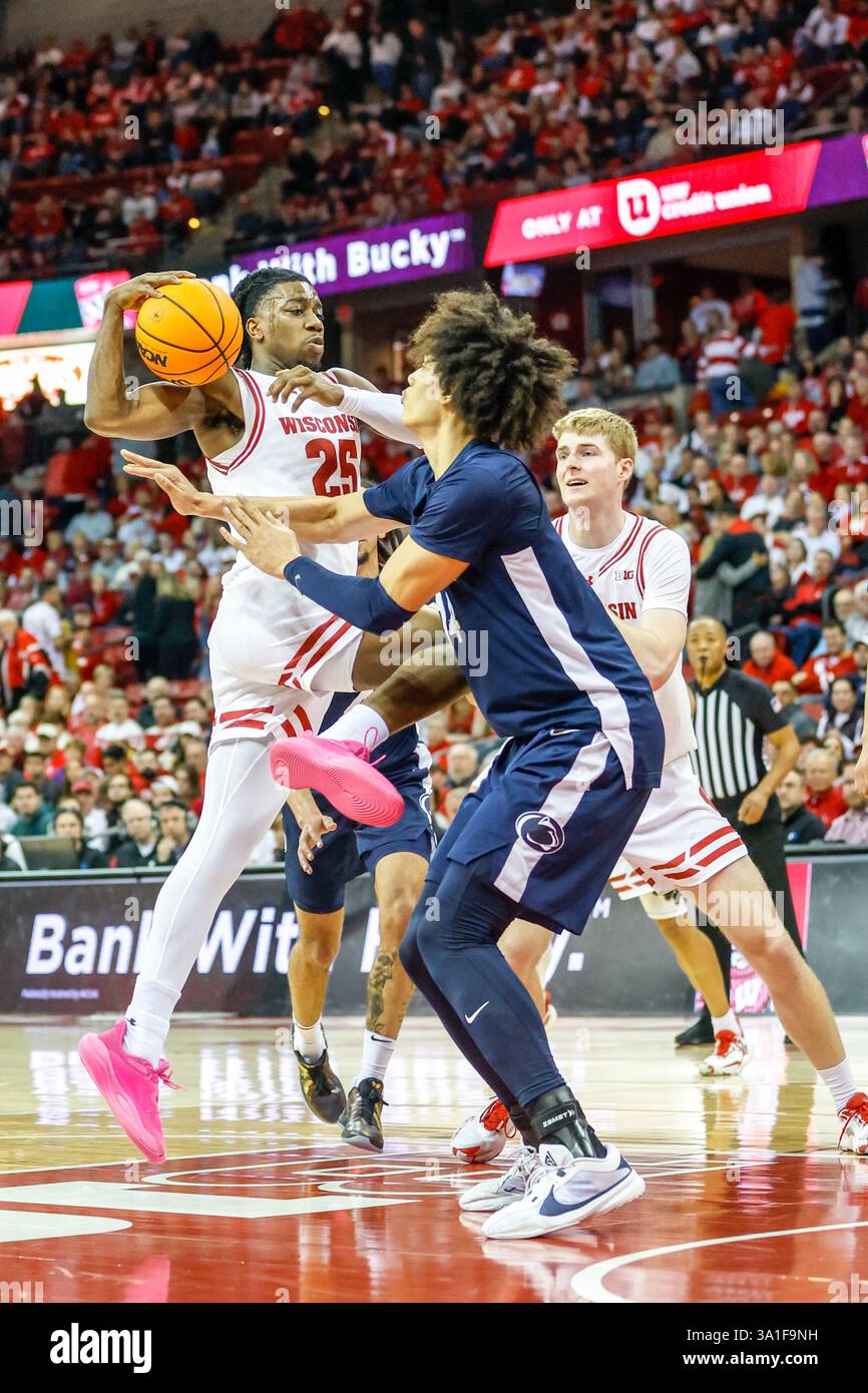 MADISON, WI - MARCH 08: Wisconsin guard John Blackwell (25) tries to go ...