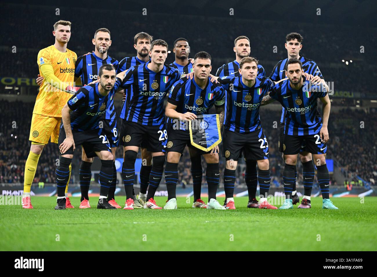 Lineup of Inter FC in action during the Italian Serie A football match ...