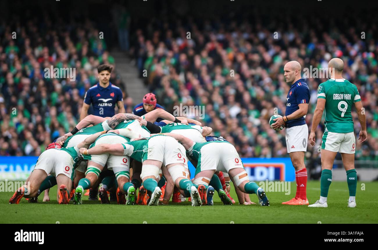 Dublin, Ireland. 8th March, 2025. France's Maxime Lucu prior to a ...