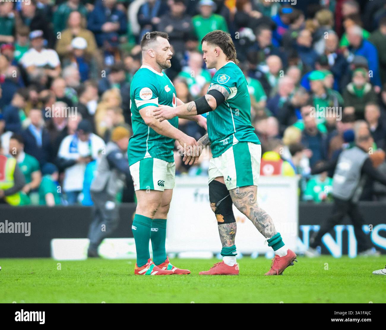 Dublin, Ireland. 8th March, 2025. Ireland's Cian Healy shakes hands ...