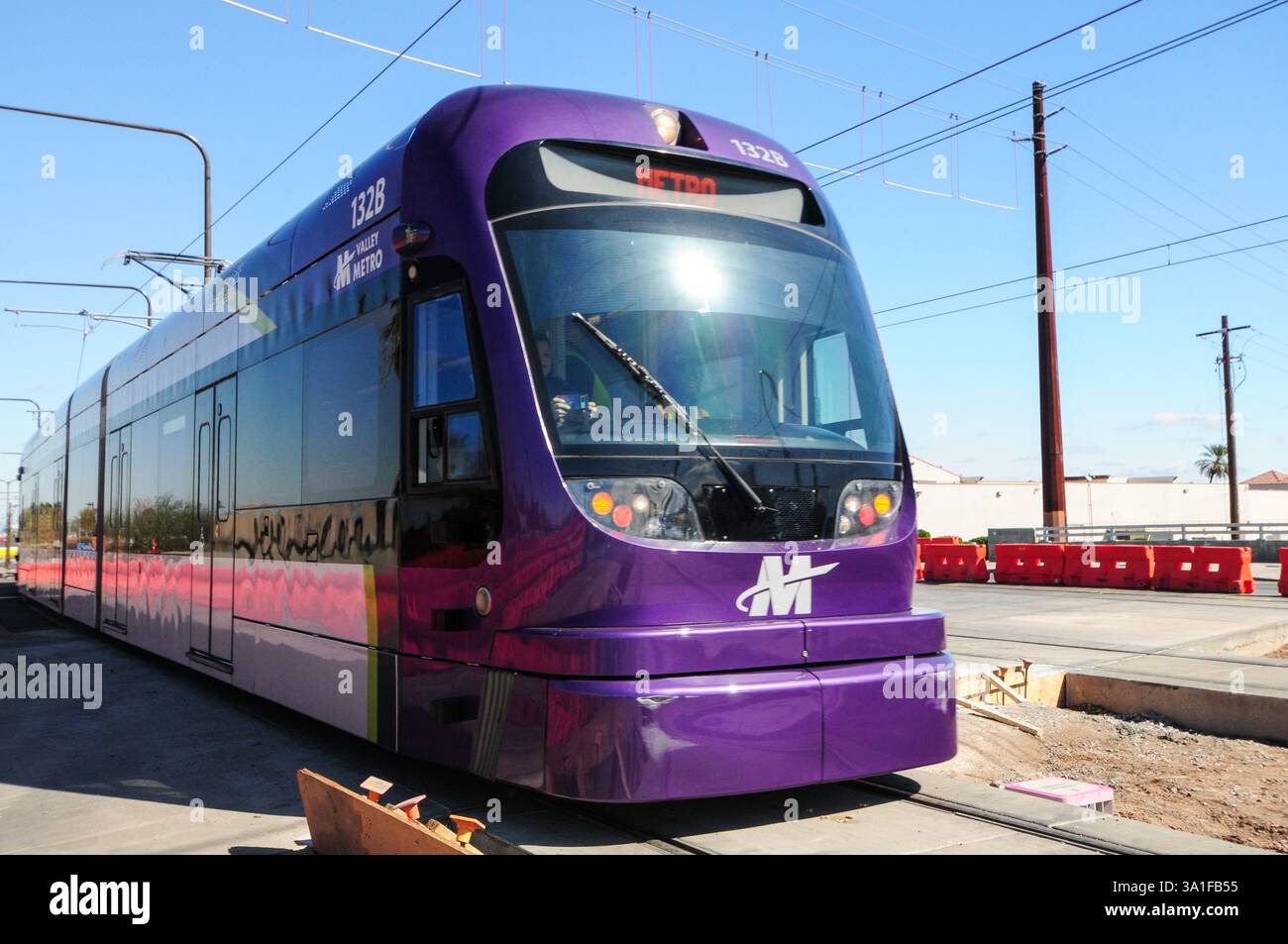 Phoenix, Arizona, USA. 8th Mar, 2025. The light rail reaches the Baseline Road and Central ...