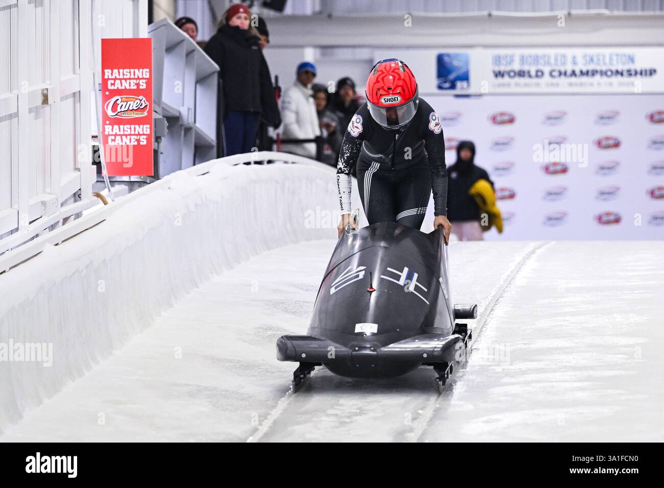 LAKE PLACID, NY, UNITED STATES - MARCH 08: Sin-Rong Lin (TPE) compete ...
