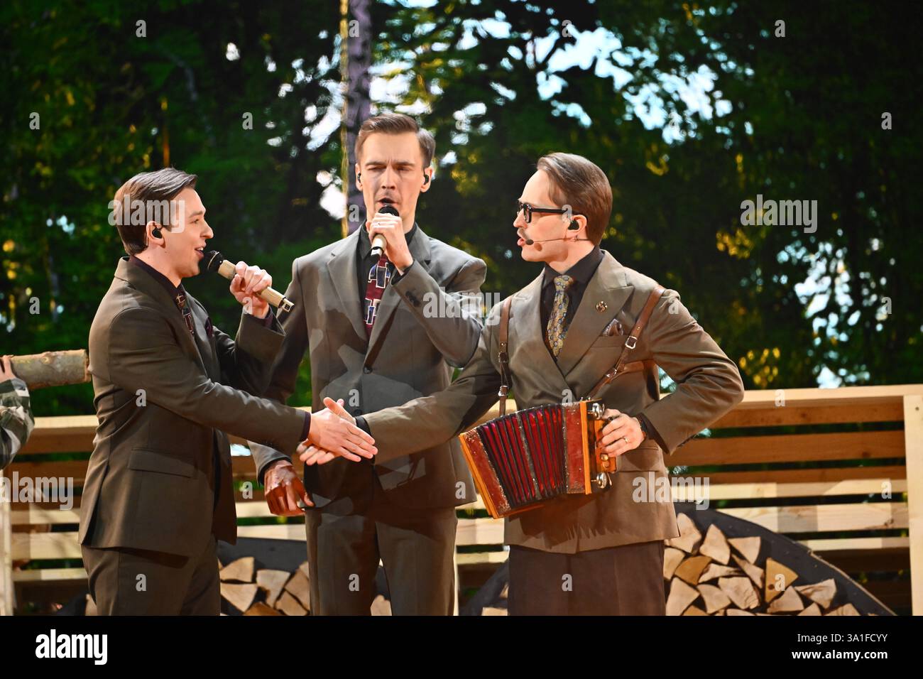 STOCKHOLM, SWEDEN 20250308The music group KAJ performs the song 'Bara ...