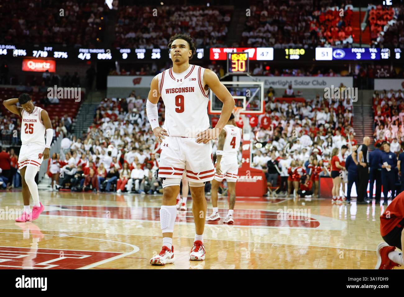 March 8, 2025: Wisconsin Badgers guard John Tonje (9) during the NCAA ...