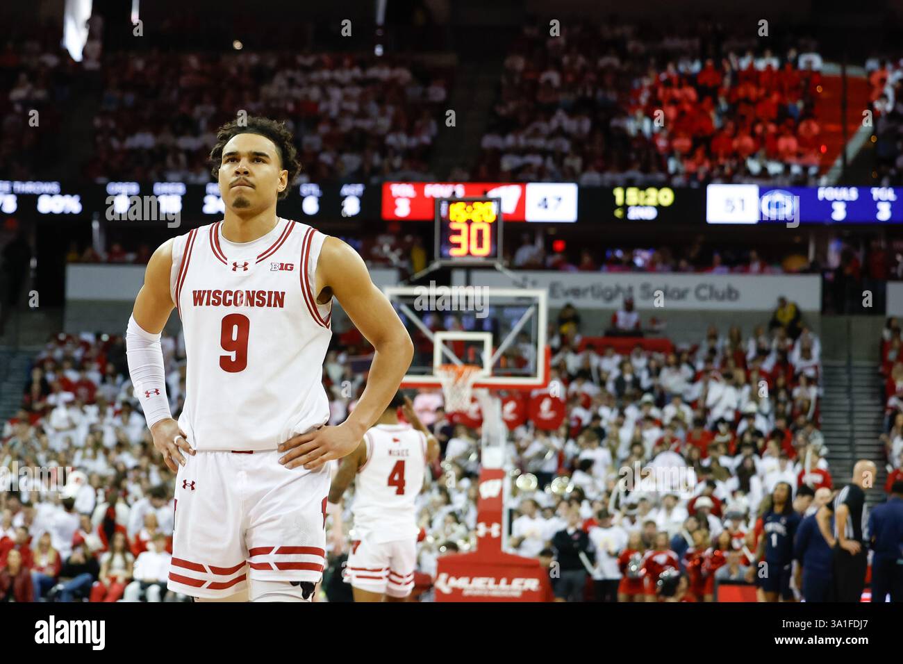 March 8, 2025: Wisconsin Badgers guard John Tonje (9)during the NCAA ...