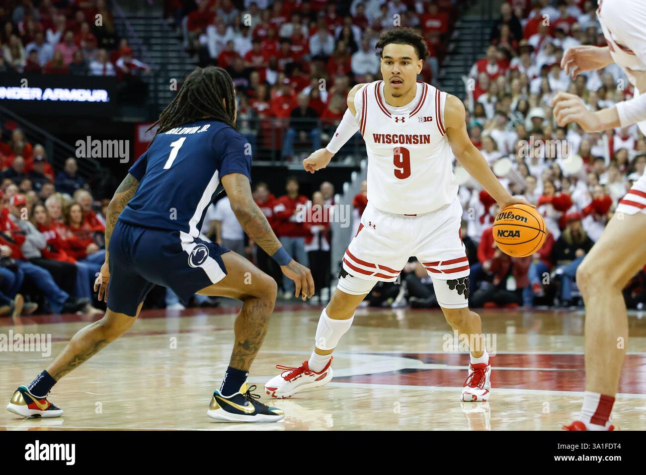 March 8, 2025: Wisconsin Badgers guard John Tonje (9) during the NCAA ...