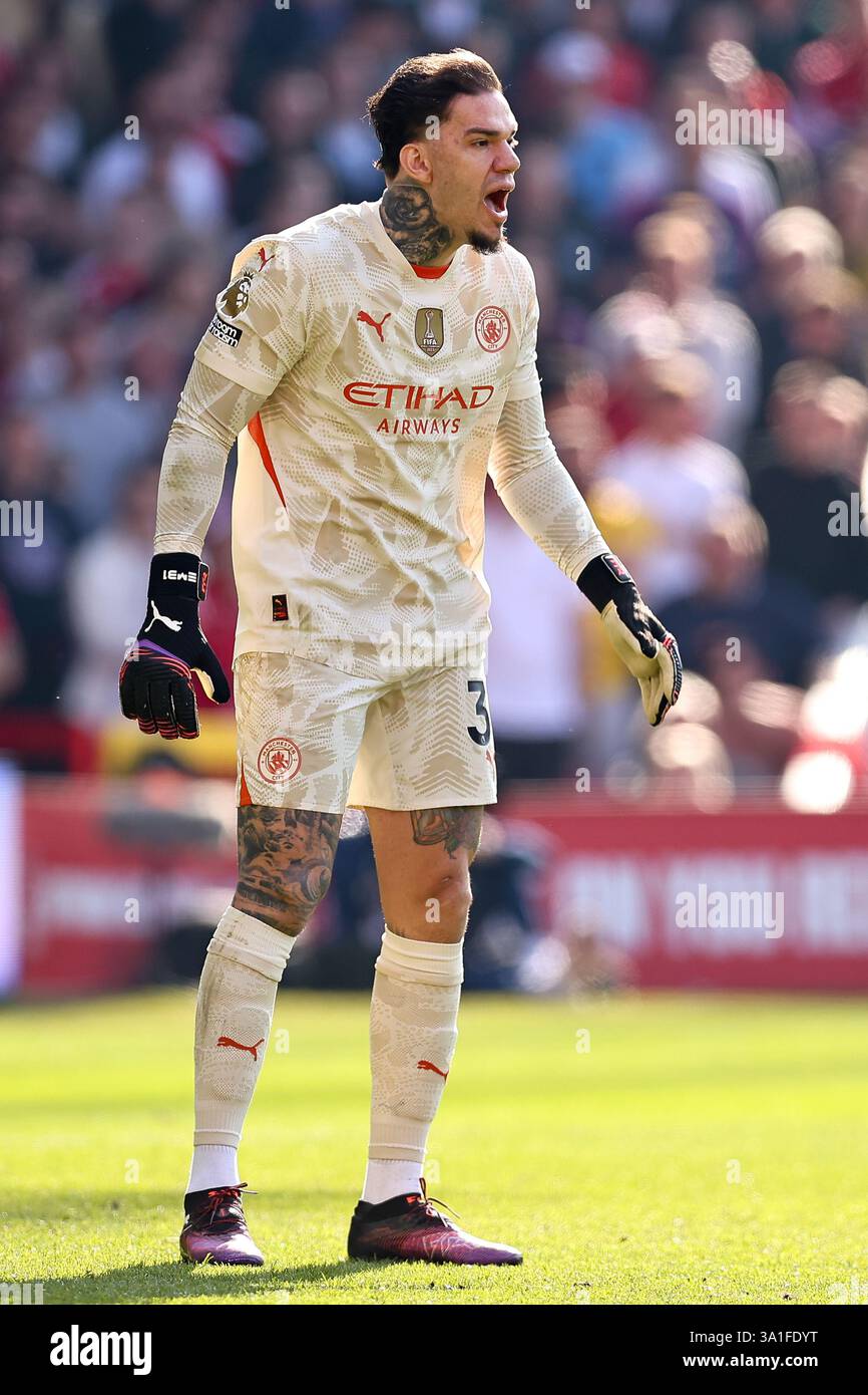 Nottingham, UK. 08th Mar, 2025. Ederson of Manchester City during the ...