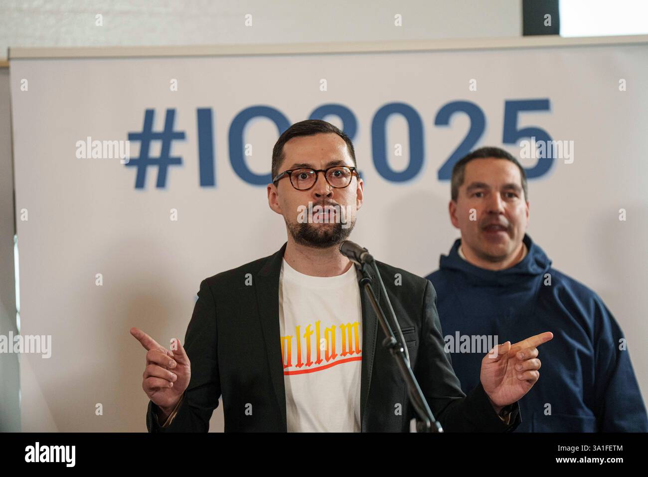 Mute Bourup Egede, Greenlandic prime minister speaks during a televised ...