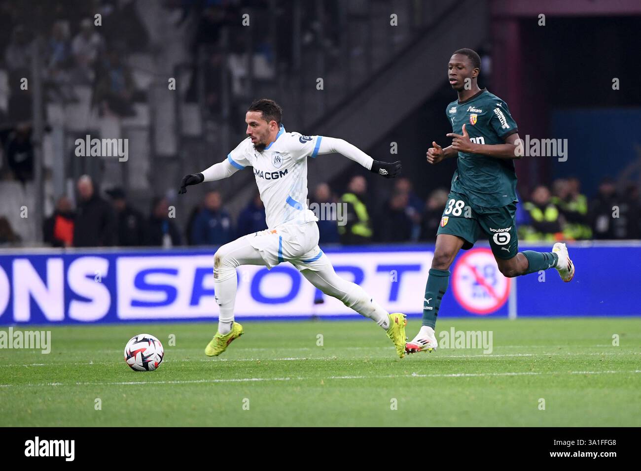 38 Rayan FOFANA (rcl) - 22 Ismael BENNACER (om) during the Ligue 1 ...
