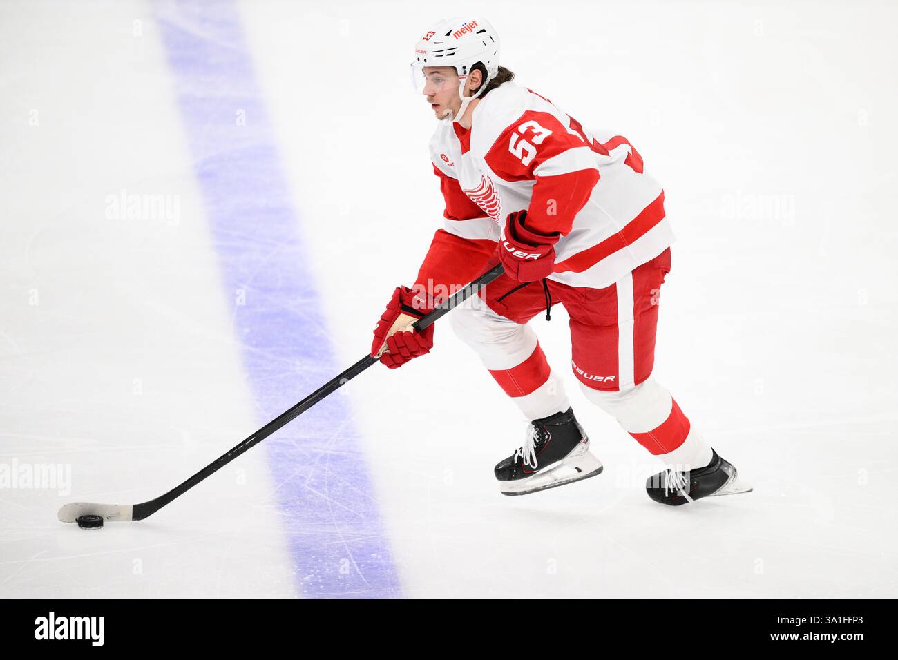 Detroit Red Wings defenseman Moritz Seider (53) in action during the ...