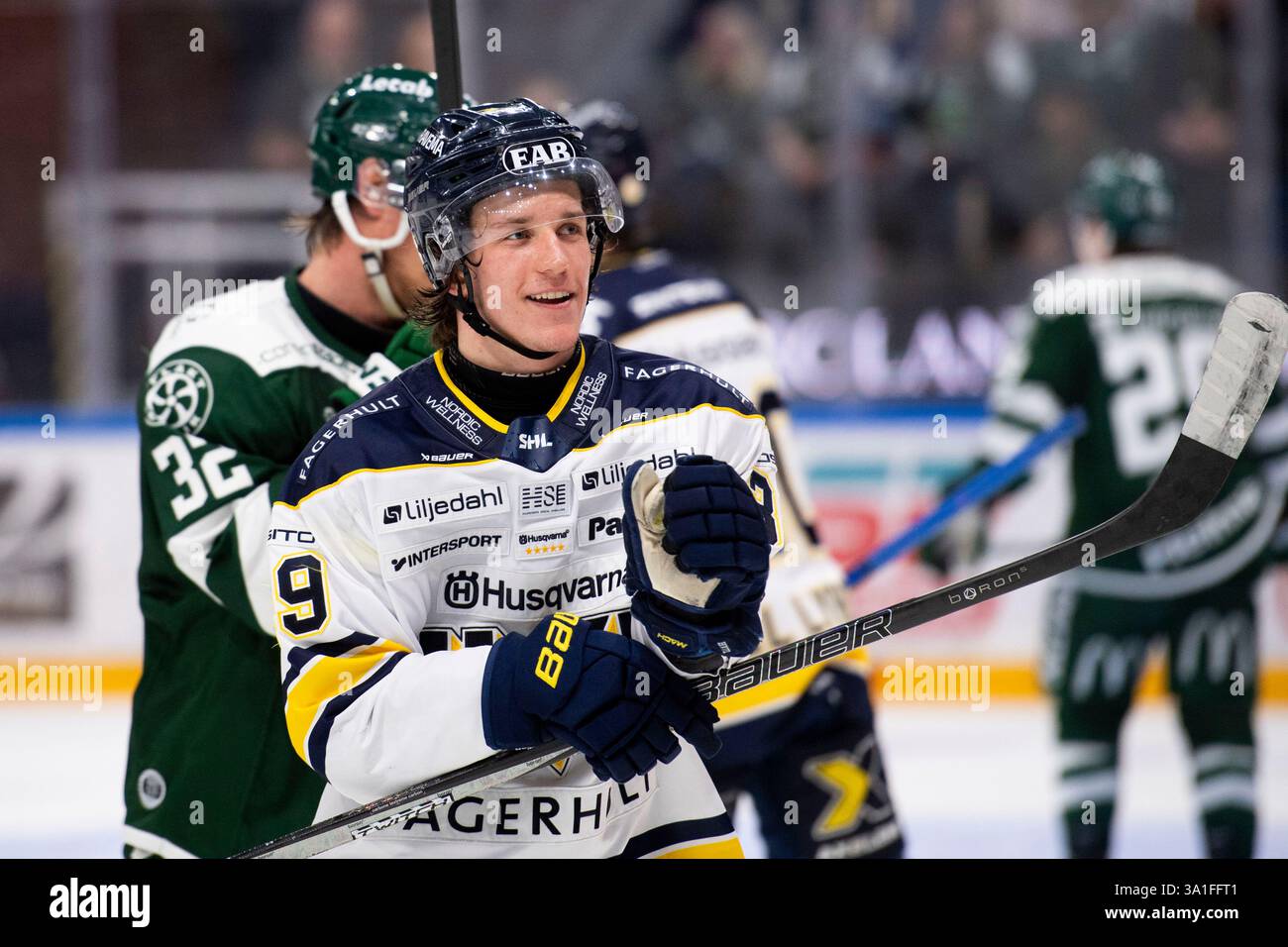 Karlstad, Sverige. 08th Mar, 2025. 250308 HV71s Henrik Borgström under ishockeymatchen i SHL ...