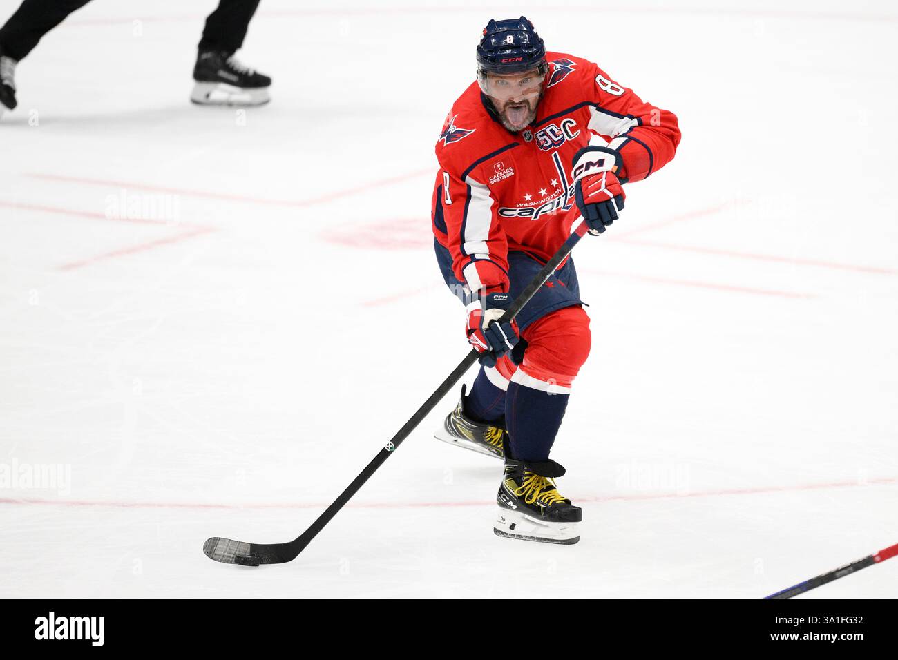 Washington Capitals left wing Alex Ovechkin (8) in action during the ...