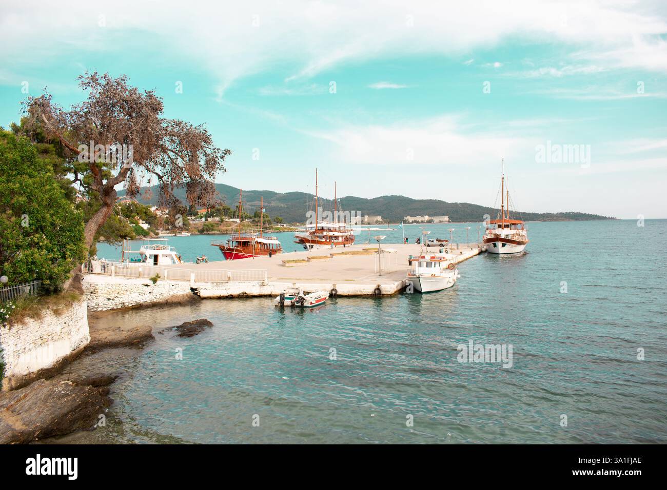 neos marmaras, famous resort in Halkidiki, Sithonia, Greece. blue sea ...