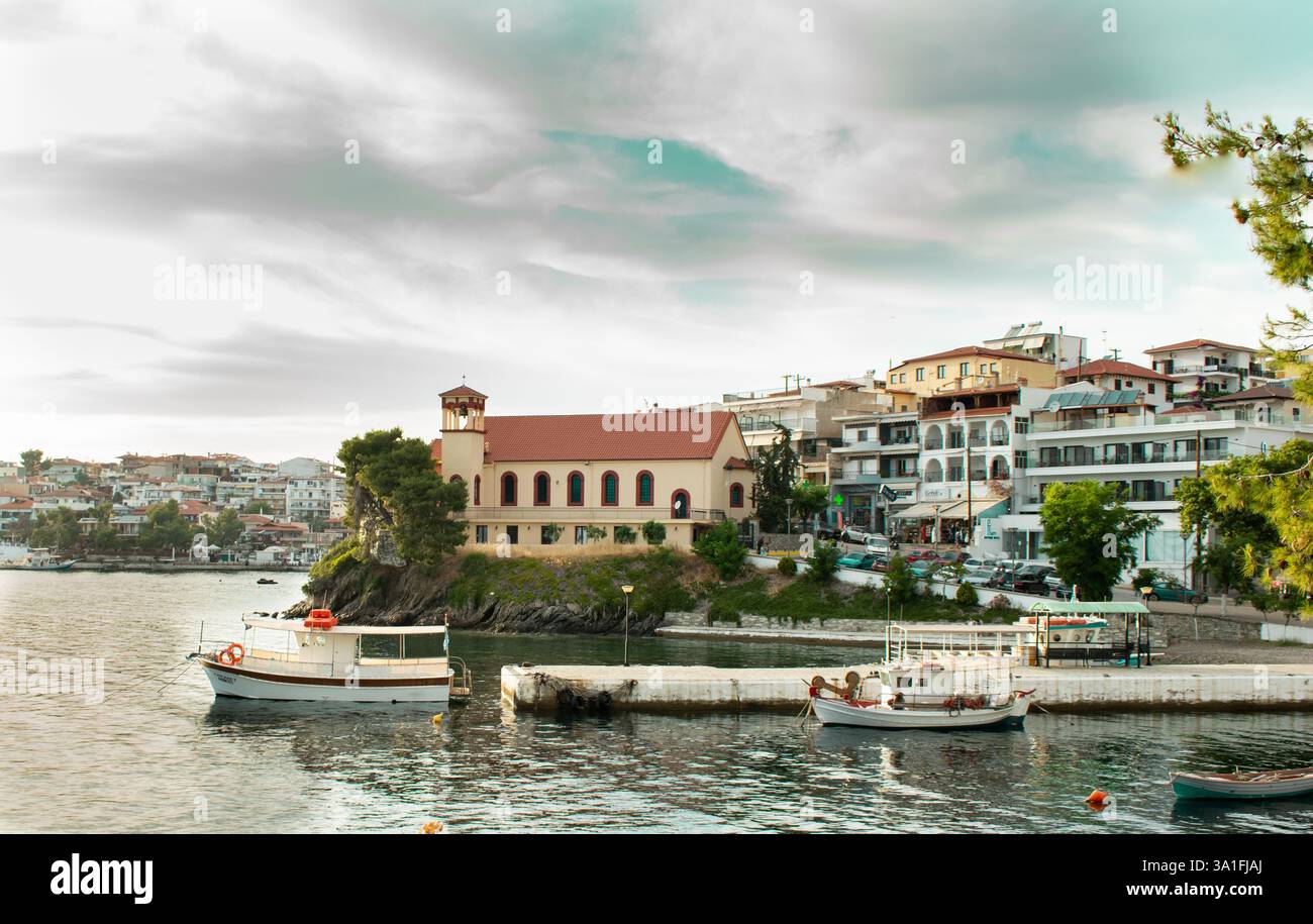 neos marmaras, famous resort in Halkidiki, Sithonia, Greece. blue sea ...