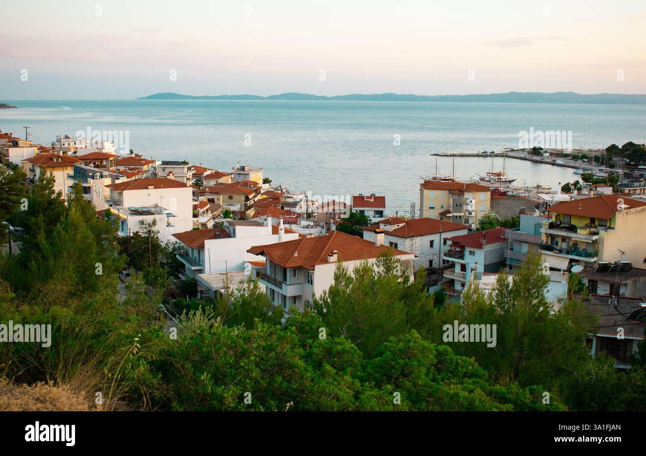 neos marmaras, famous resort in Halkidiki, Sithonia, Greece. blue sea ...