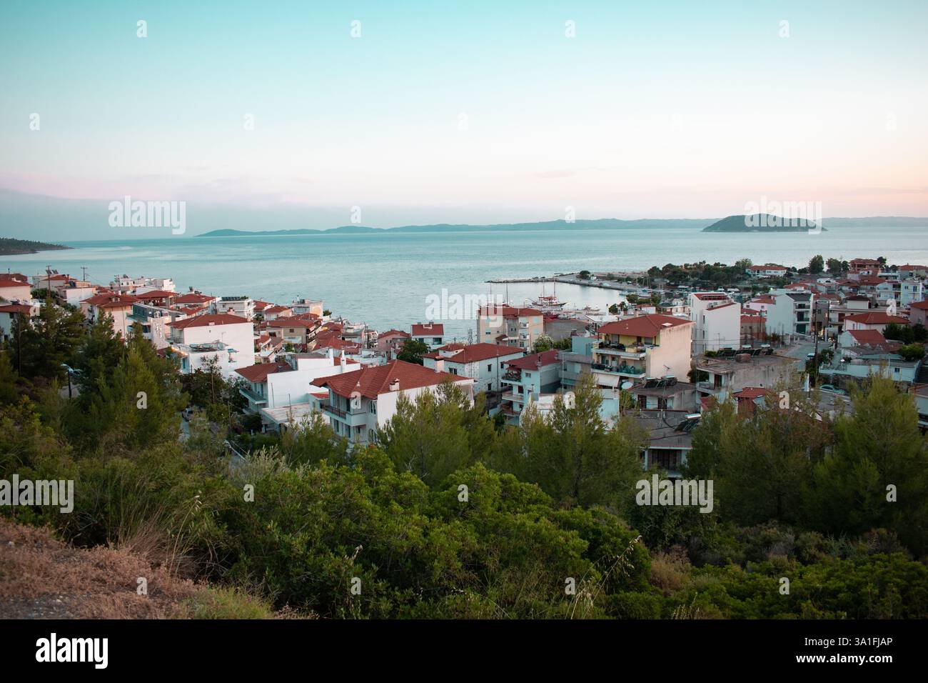 neos marmaras, famous resort in Halkidiki, Sithonia, Greece. blue sea ...