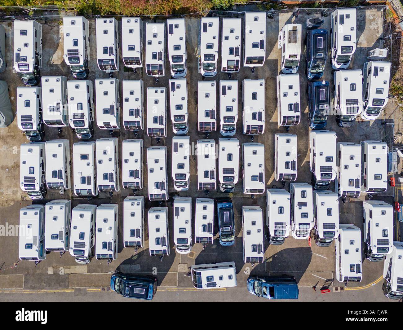 Motorhomes from an aerial perspective Stock Photo - Alamy