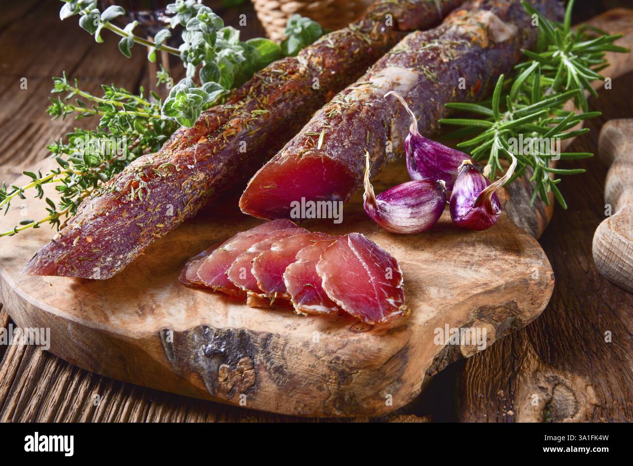 Dried sirloin with herbs de provence Stock Photo - Alamy