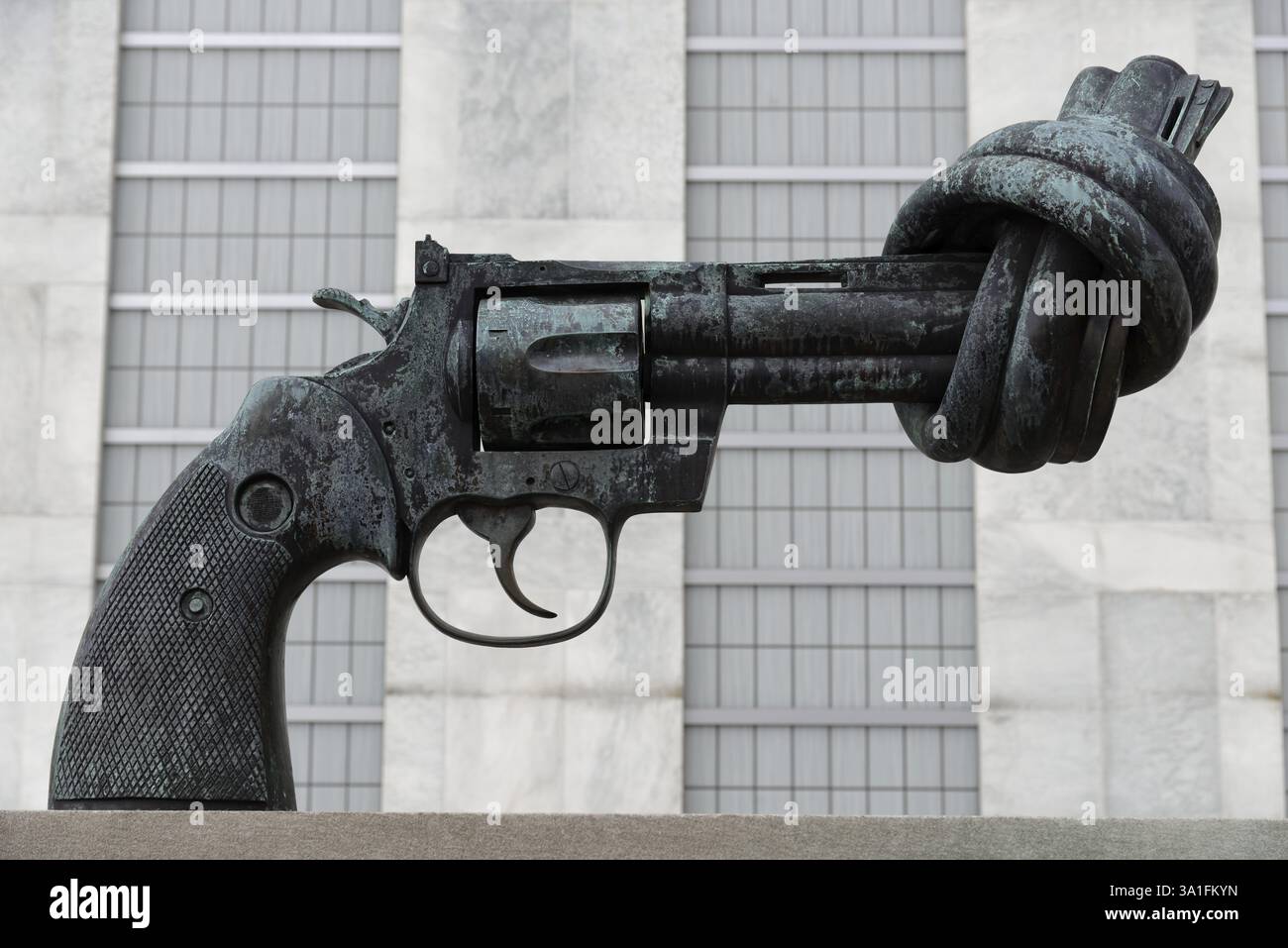 Pistol with knot in the barrel, Sculpture by Carl Fredrik Reuterswaerd ...