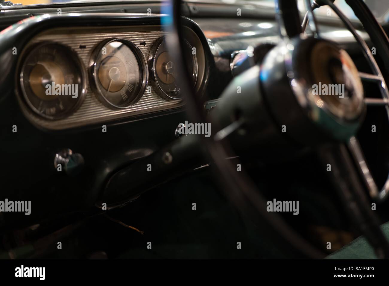 Dashboard Dials in an Antique American Car Stock Photo - Alamy