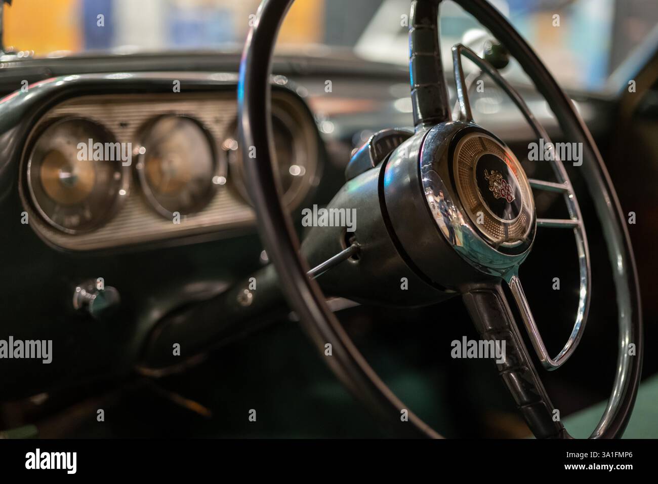 Antique Steering Wheel of an Antique Car Stock Photo - Alamy