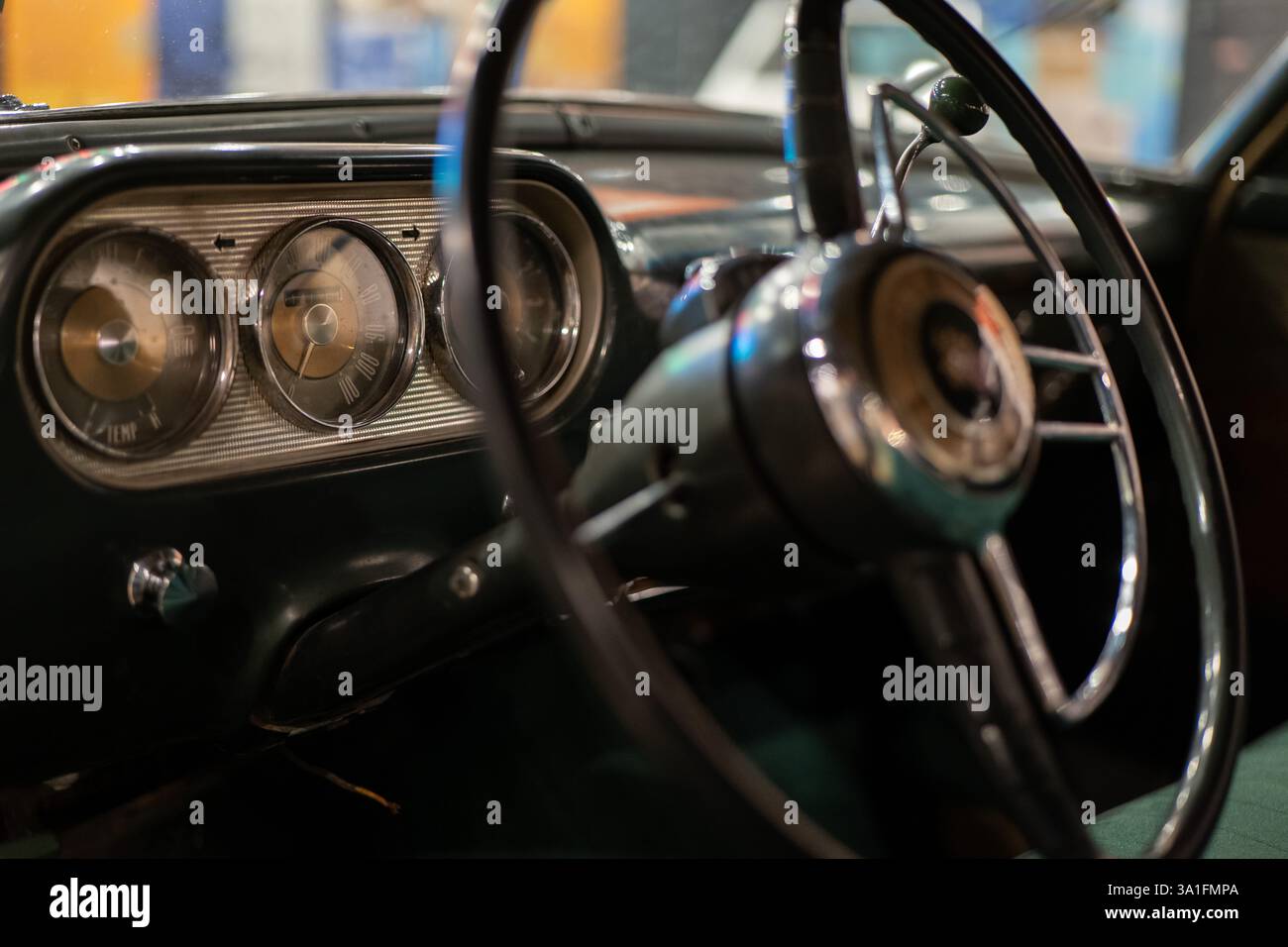 Dashboard Dials in an Antique American Car Stock Photo - Alamy