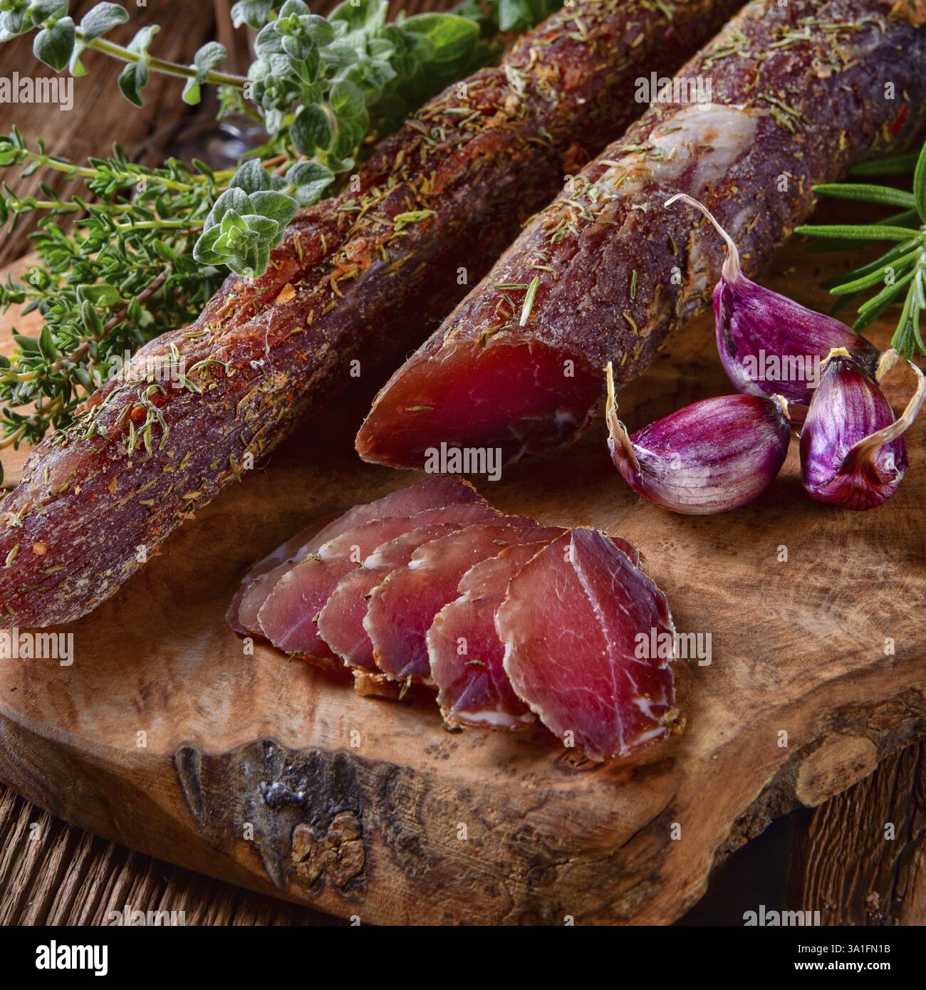 Dried sirloin with herbs de provence Stock Photo - Alamy