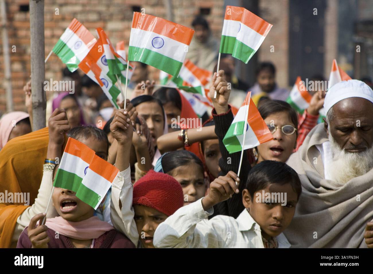 Muslim children's procession against child labour with Indian flag on ...