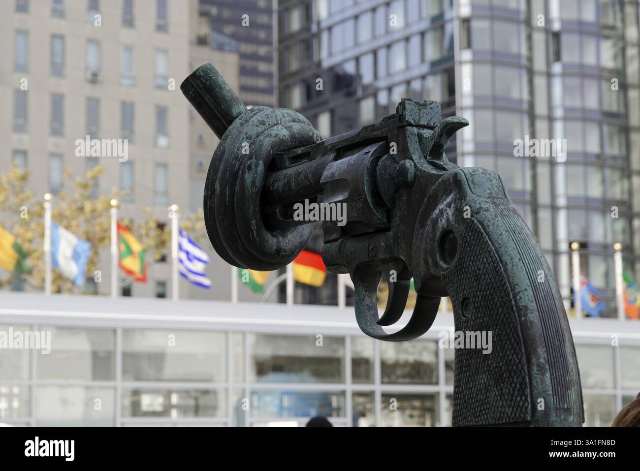 Pistol with knot in the barrel, Sculpture by Carl Fredrik Reuterswaerd ...