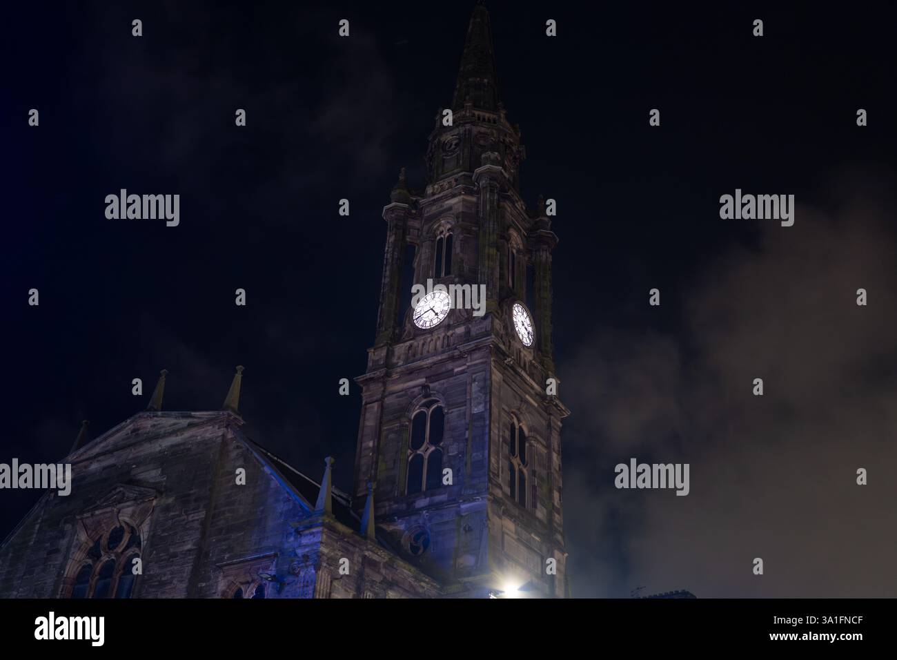 Edinburgh Clock Tower at Night Stock Photo - Alamy