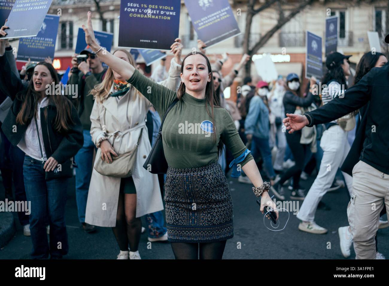 Alice Cordier during a demonstration march as part of the 2025 ...
