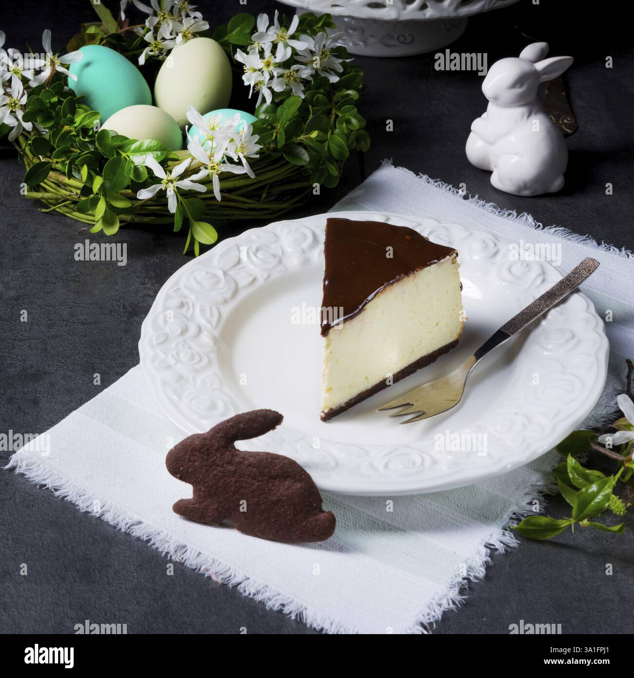 Spring cheese cake with pistachios Stock Photo - Alamy