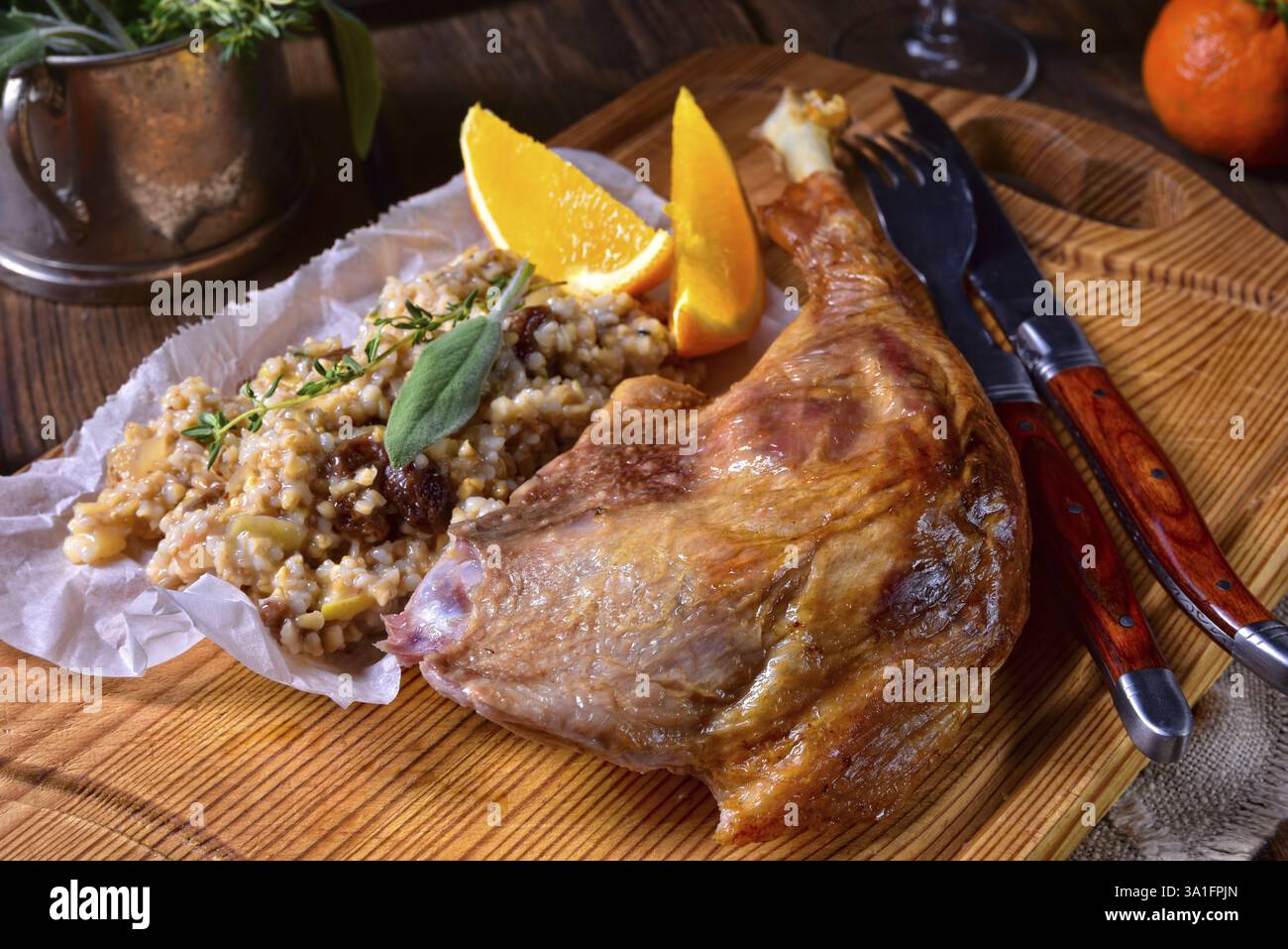 Fried crispy roasted duck legs Stock Photo - Alamy