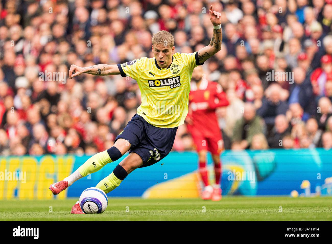 Southampton's Albert Gronbaek Erlykke in action during the Premier ...