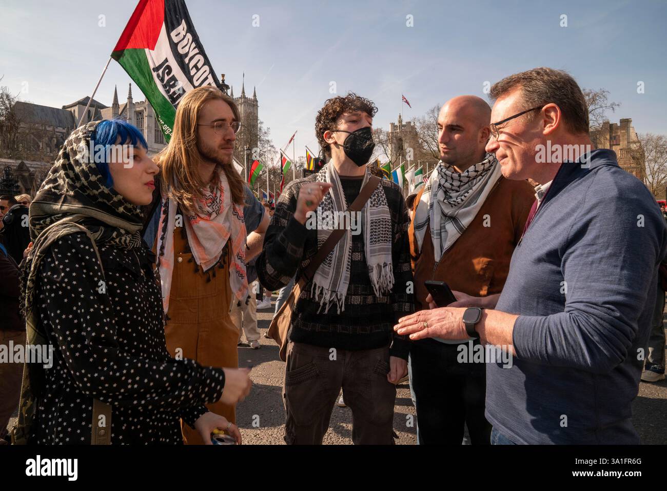 Westminster, Central London, UK, 8th March 2025: Protestors support the ...