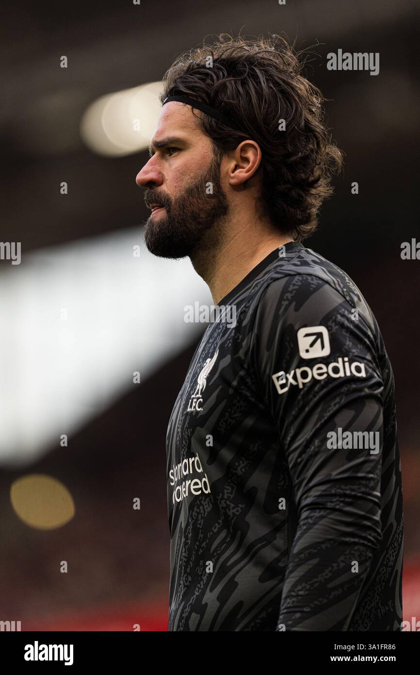 Liverpool's Alisson Becker is seen during the Premier League match ...