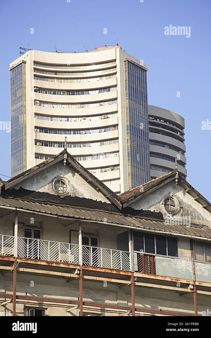 Old and new Bombay Stock Exchange, Bombay Mumbai, Maharashtra, India ...