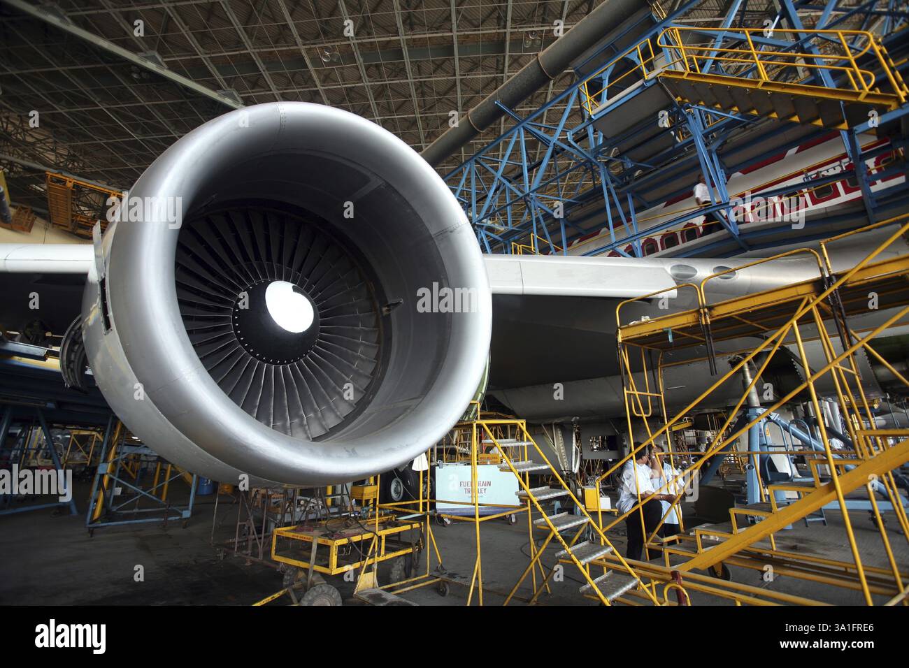 Boeing 747-400 parked for maintenance and repair at the hanger based in ...