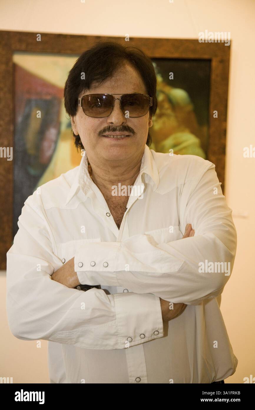 Bollywood film star Sanjay Khan at museum gallery kala ghoda art show, Bombay Mumbai ...