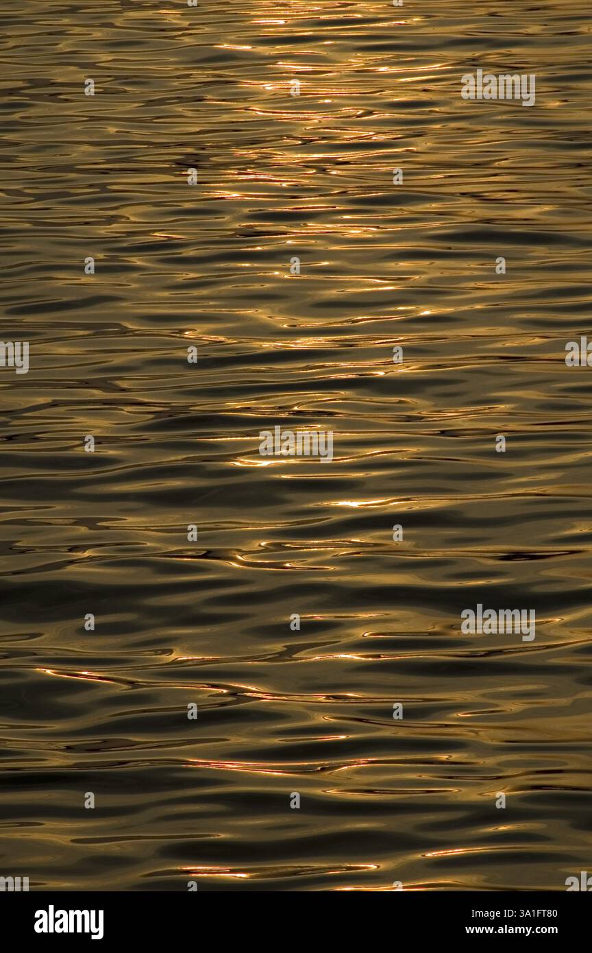 Abstract water pattern with golden sunset colour Stock Photo - Alamy
