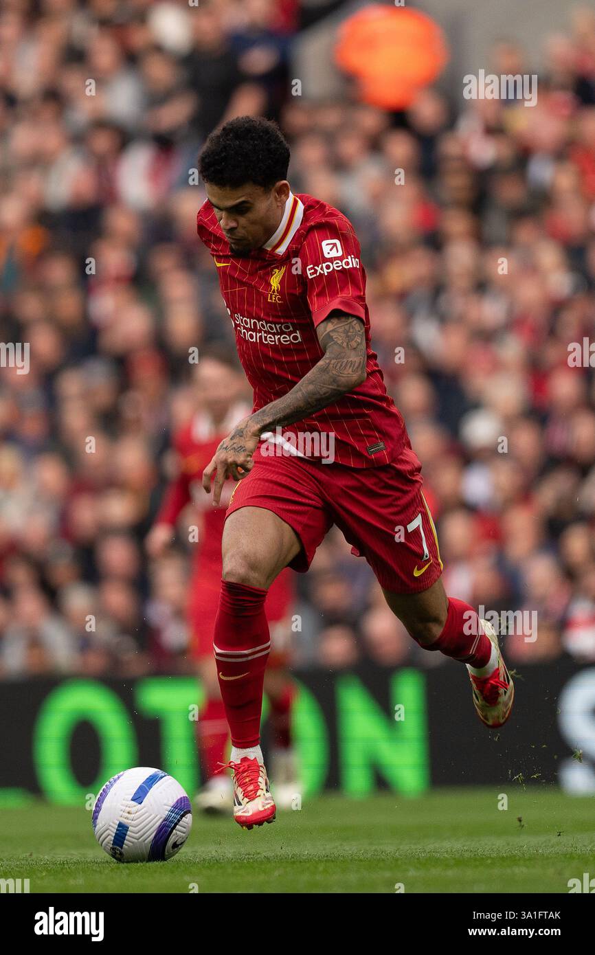 Liverpool's Luis Diaz is seen in action during the Premier League match ...